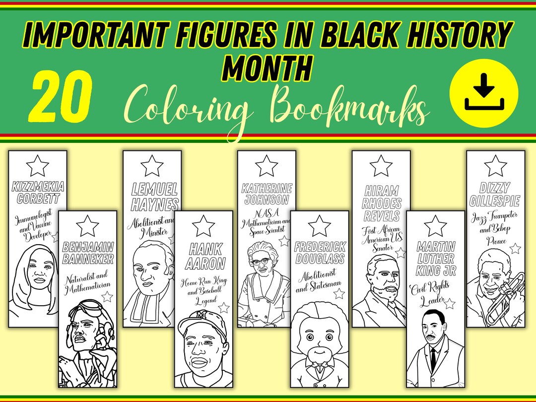 Black History Coloring Bookmarks | African American Leaders (digital ...