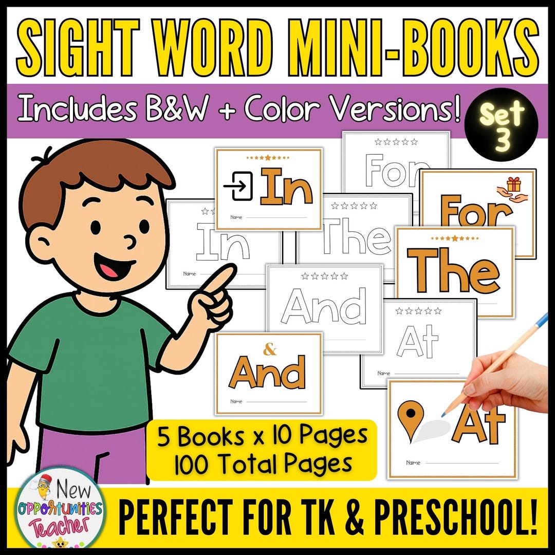Sight Words Mini Books Set 3, End of Year Activities May, Transitional ...
