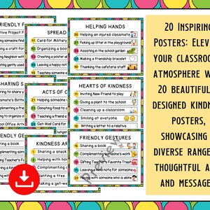 100 Acts of Kindness Posters for 100 Days of School Printable Classroom ...