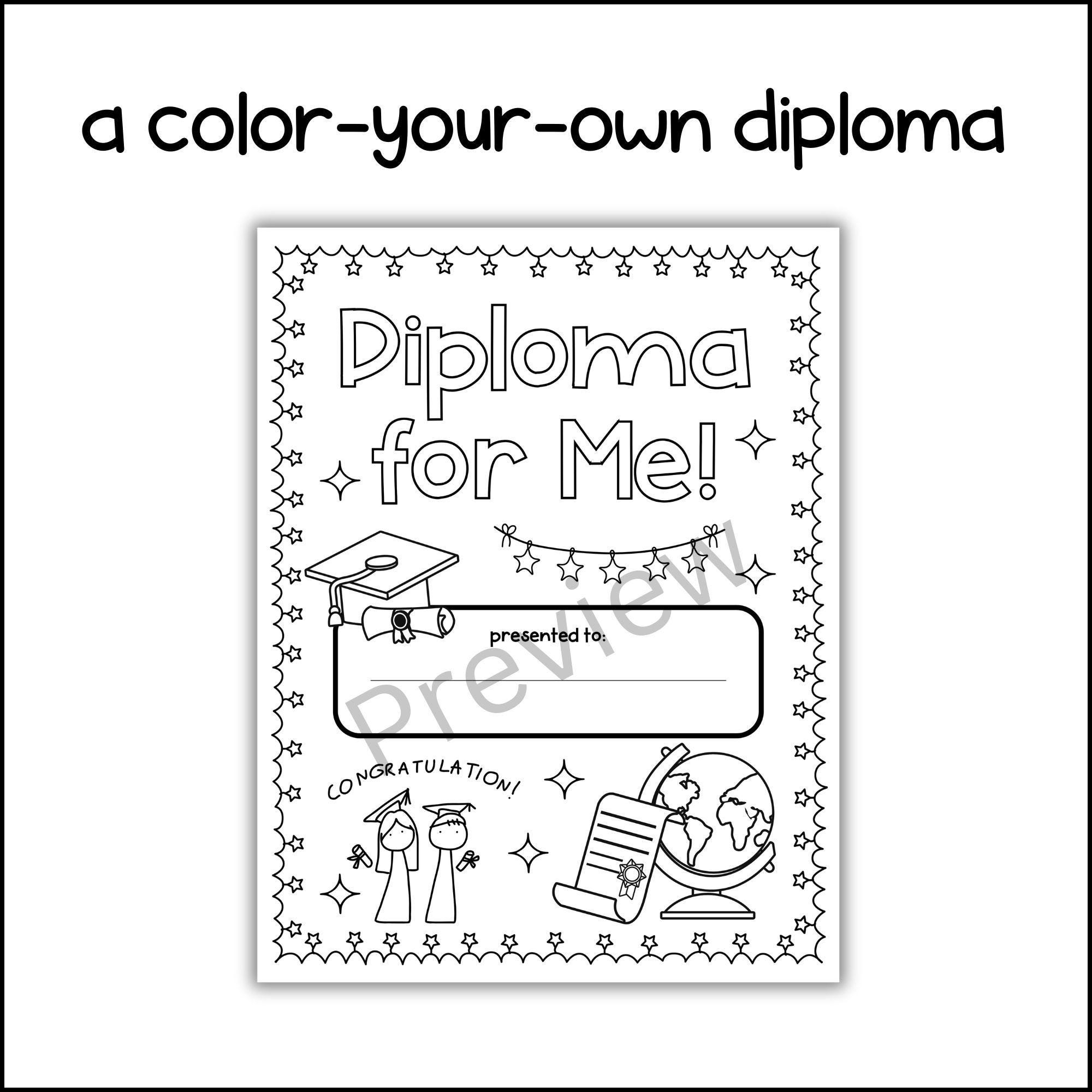 Kindergarten Graduation Coloring Pages, End of Year Activity (PDF ...