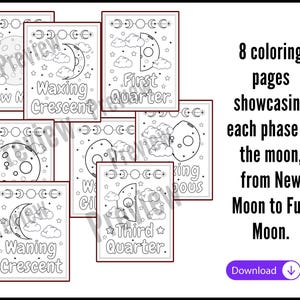 Moon Phases Coloring Pages | Mid-autumn Festival Coloring Sheets | Moon ...