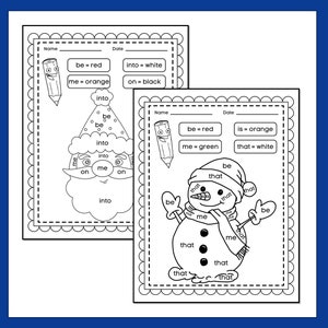 Christmas Color by Code | Winter Themed Color by Sight Word ...