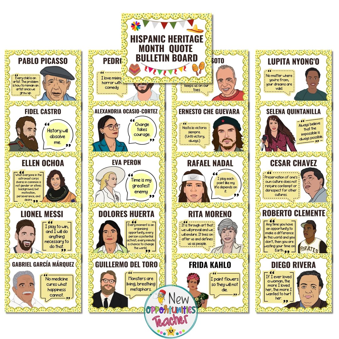 Hispanic Heritage Month Inspirational Quotes | Hispanic Icons Classroom ...