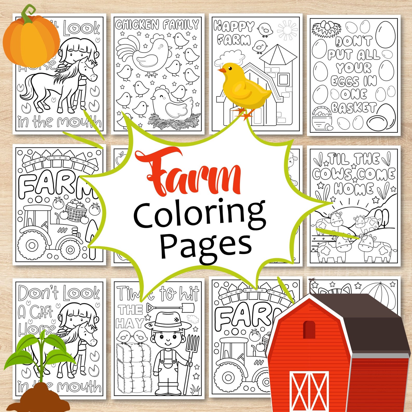 Farm Coloring Pages, Funny Animals Coloring Sheets for Kids and ...