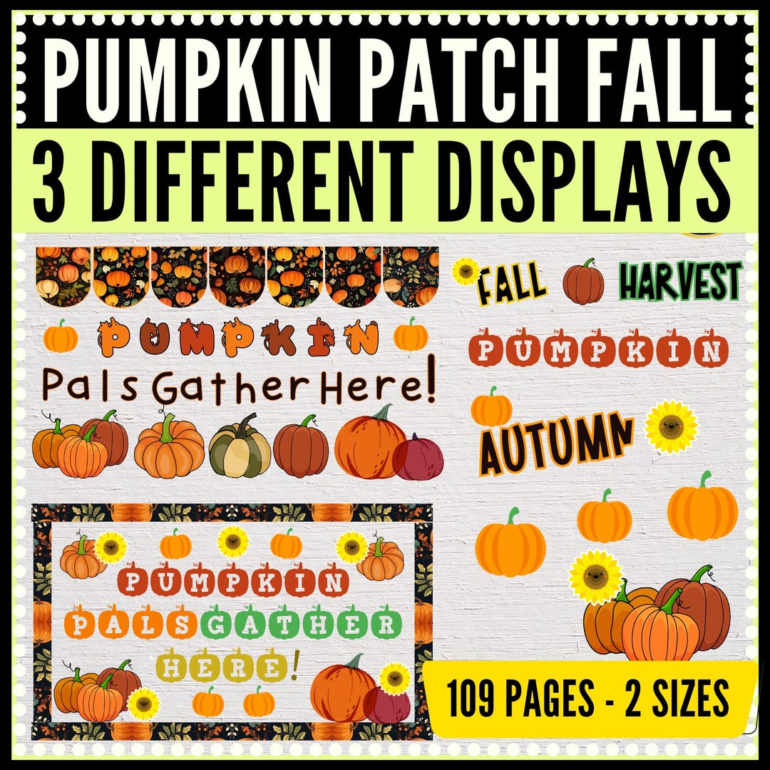 Fall Pumpkin Patch Bulletin Board Kit | Autumn Classroom Door Decor ...