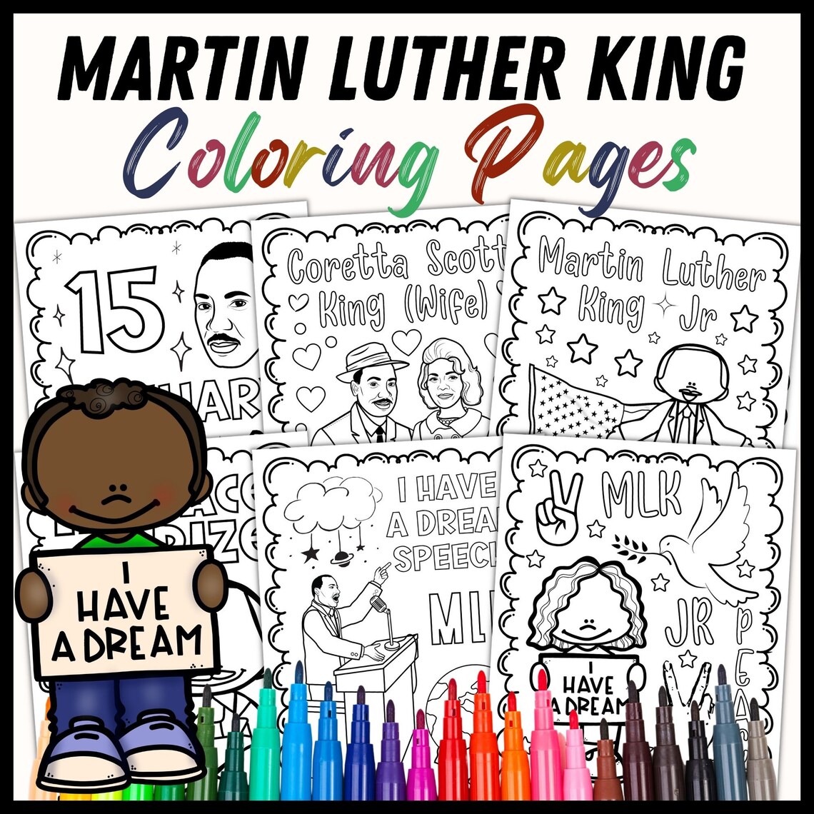 Martin Luther King JR Coloring Sheets January MLK Day Coloring Pages ...