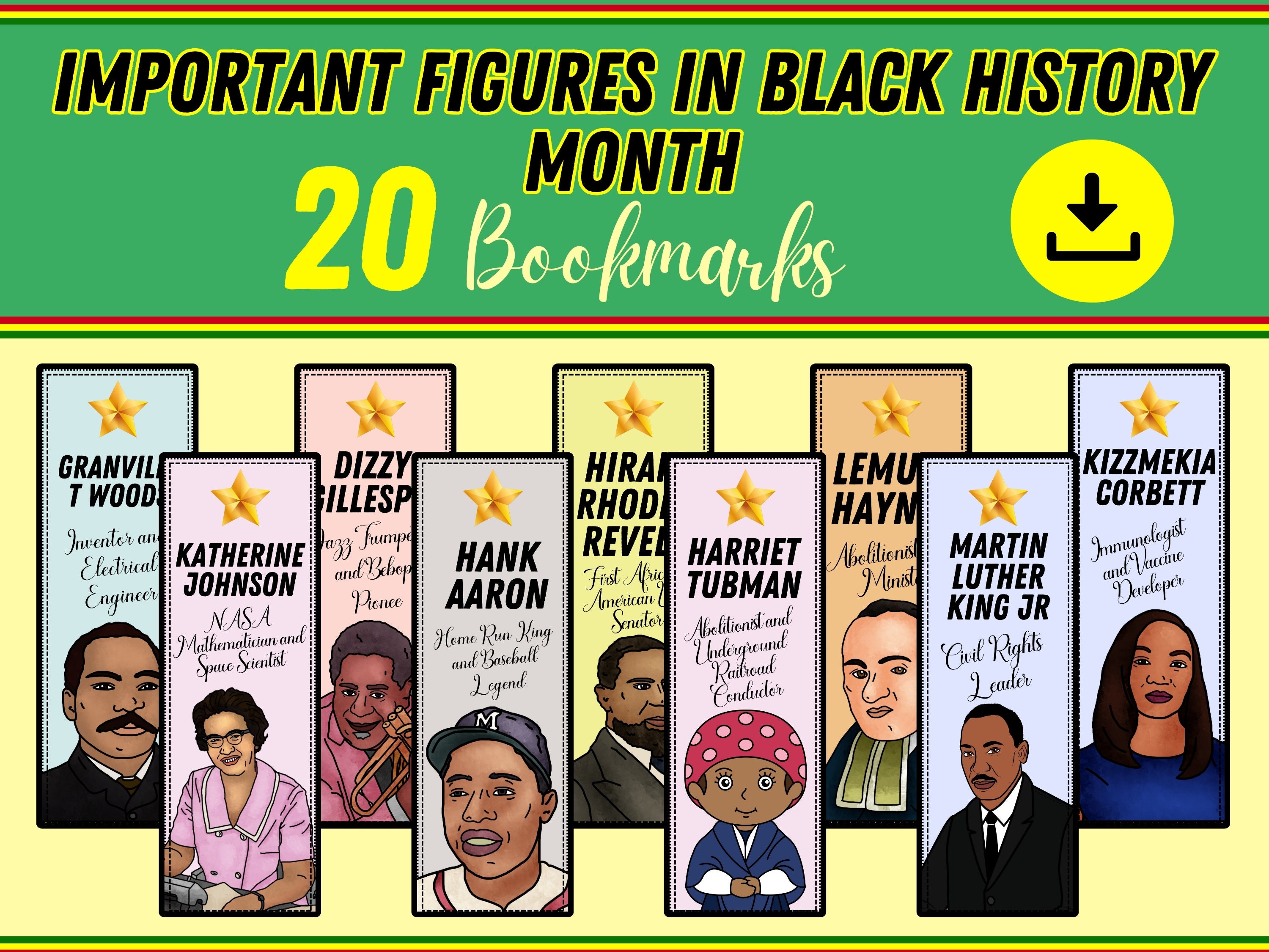 Important Figures in Black History Month Bookmarks, 20 Black Heroes ...