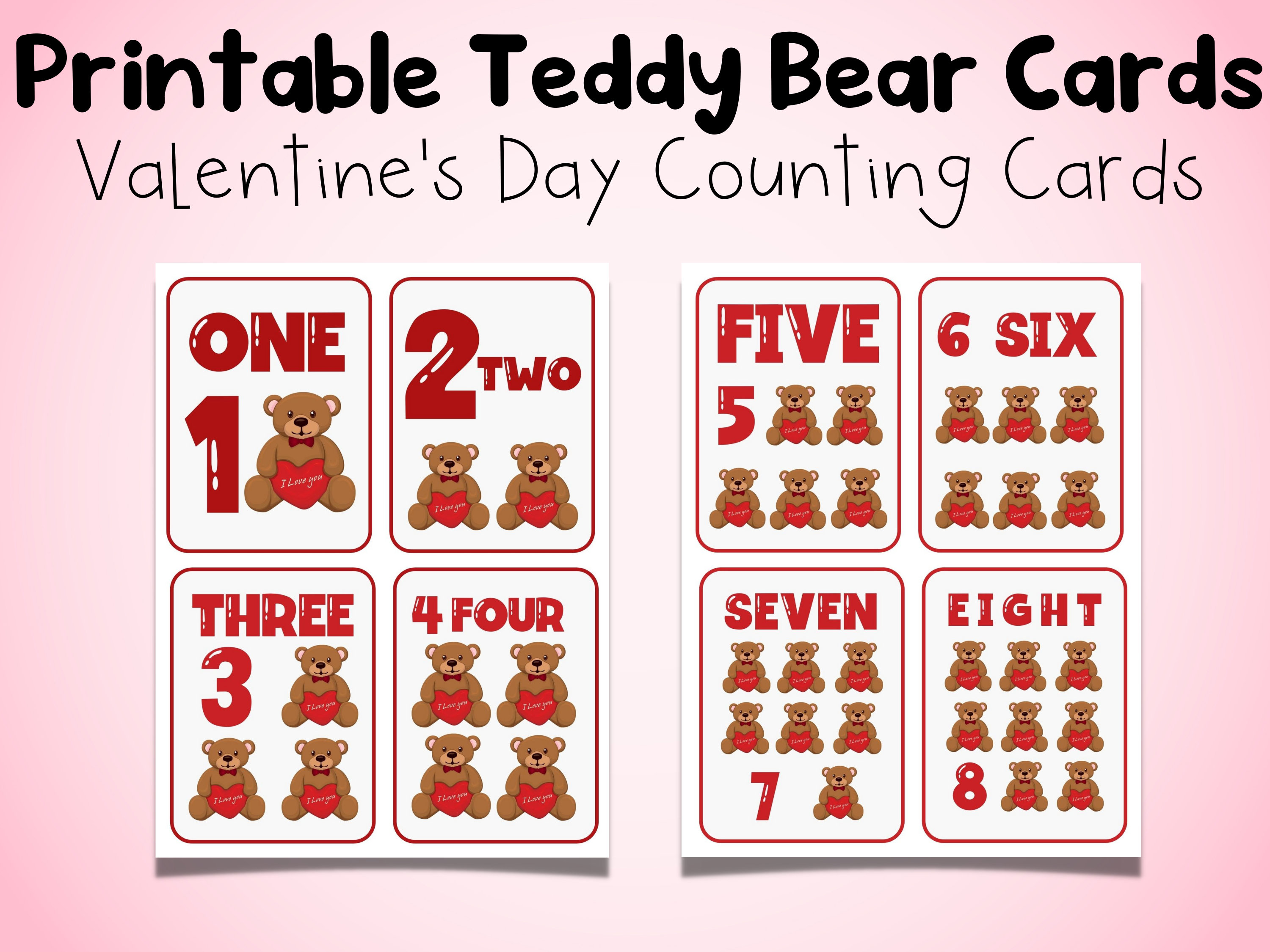 Teddy Bear Valentine's Day Flash Cards Printable Teddy Bear Flashcards ...