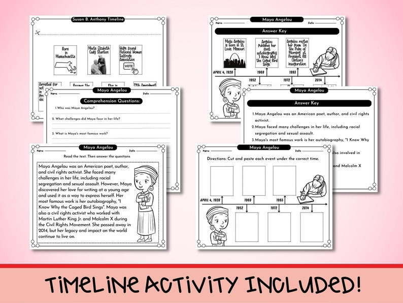 Maya Angelou Reading Comprehension Passage Women History Month ...