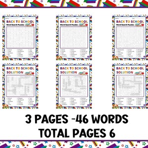 Printable Back to School Word Search Puzzles First Day of School Game ...