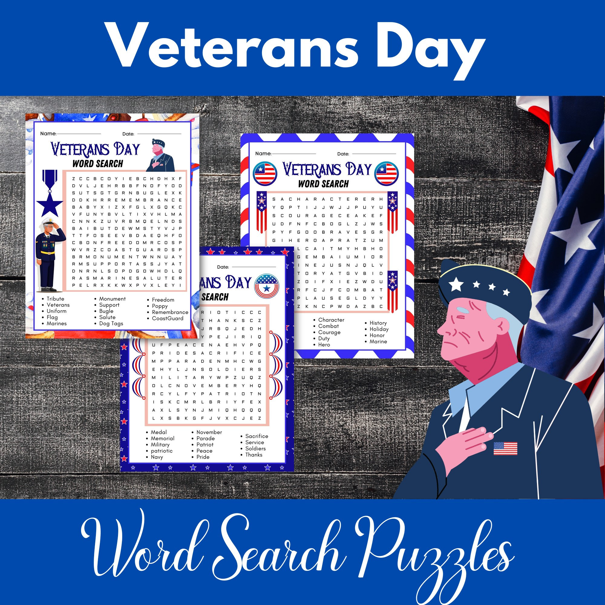 Veterans Day Activities for Kids Bundle Veteran's Day Games Patriotic ...