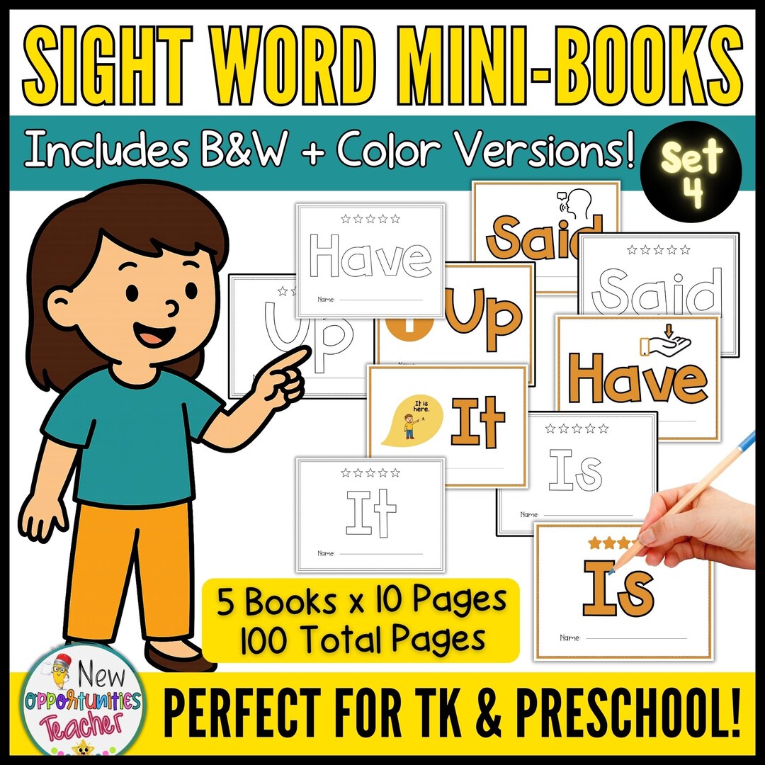 Sight Words Mini Books Set 4, End of Year Activities May, Transitional ...