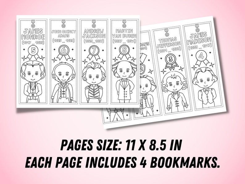 Presidents' Day Coloring Bookmarks | US Presidents (digital Download ...