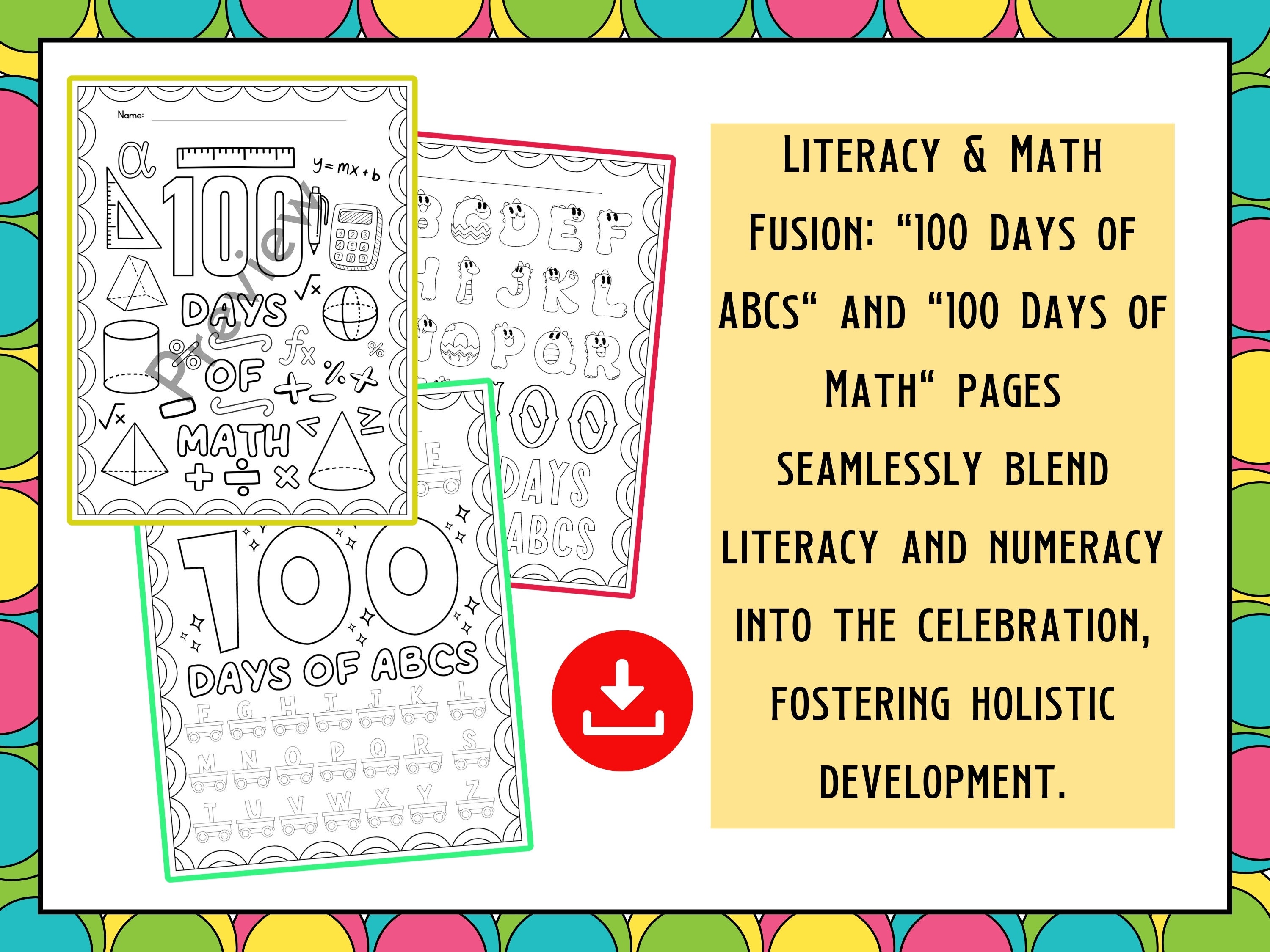 100 Days of School Coloring Pages 100th Day of School Coloring Sheets ...