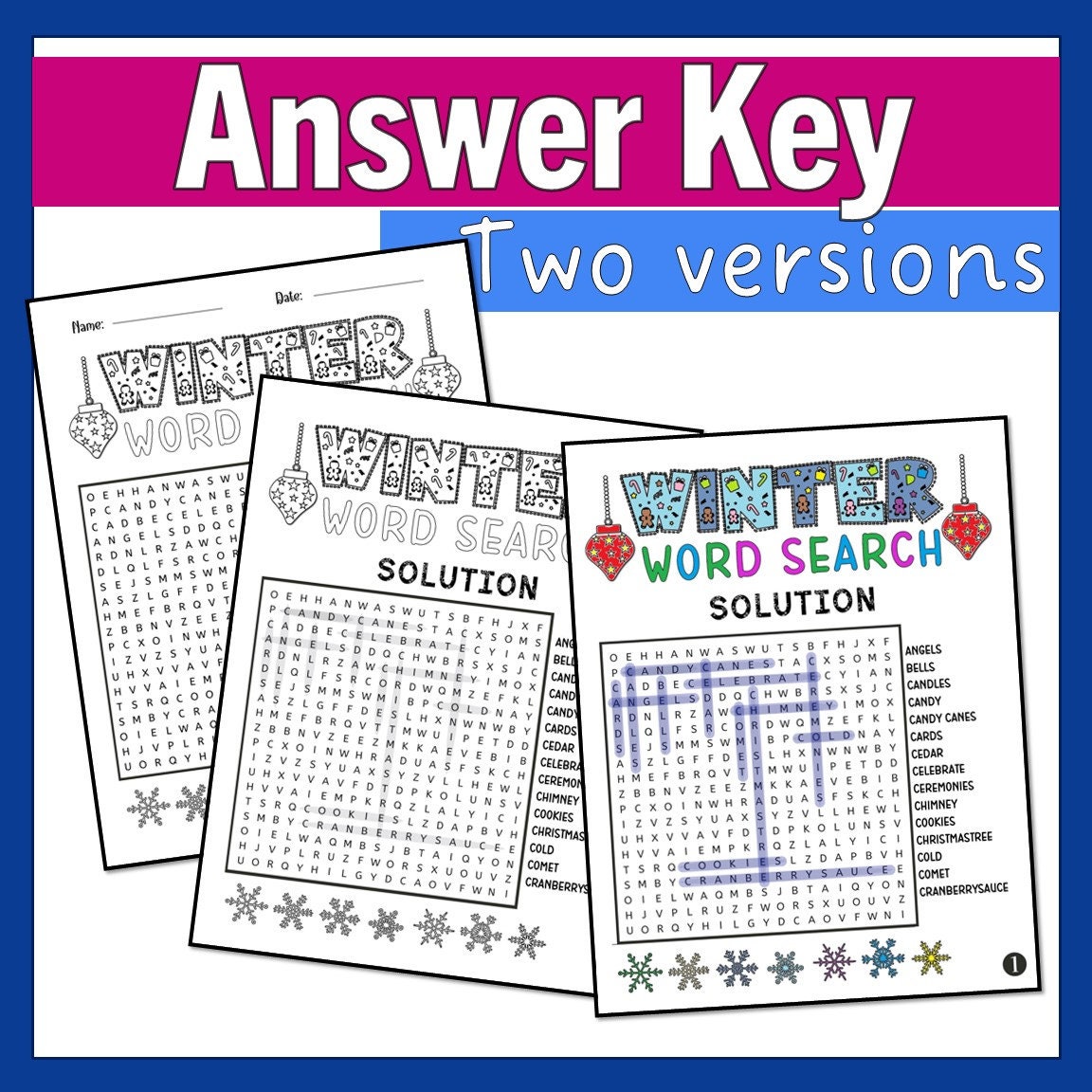 Winter Themed Word Search Puzzles Christmas Word Search - Etsy