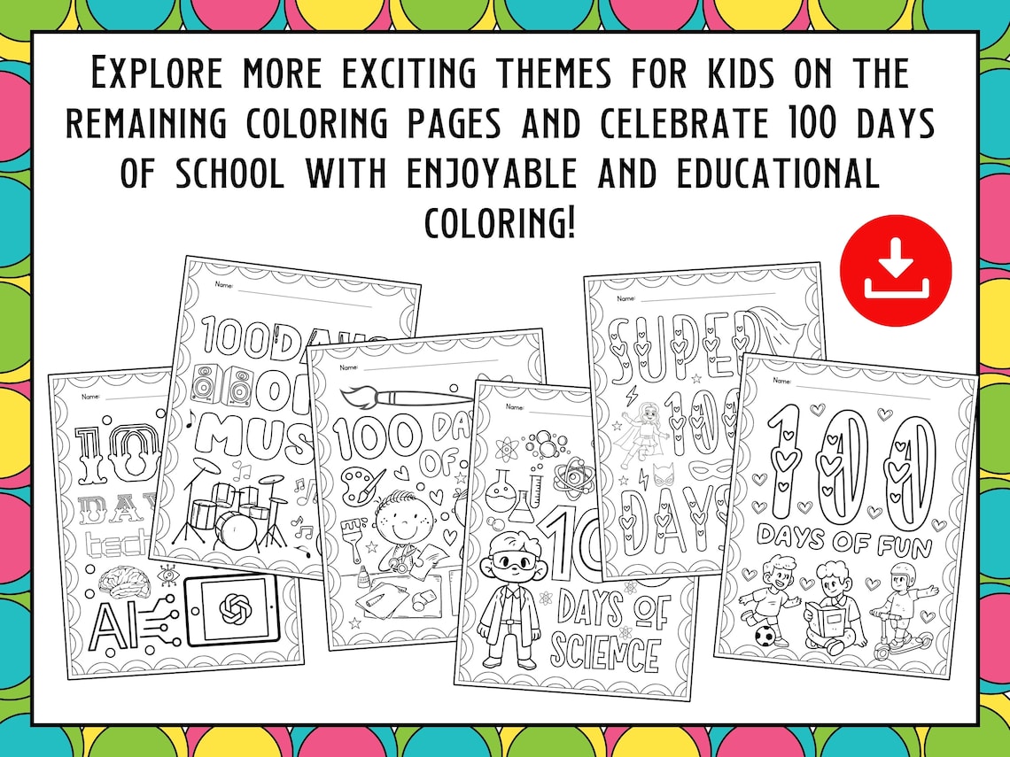 100 Days of School Coloring Pages 100th Day of School Coloring Sheets ...