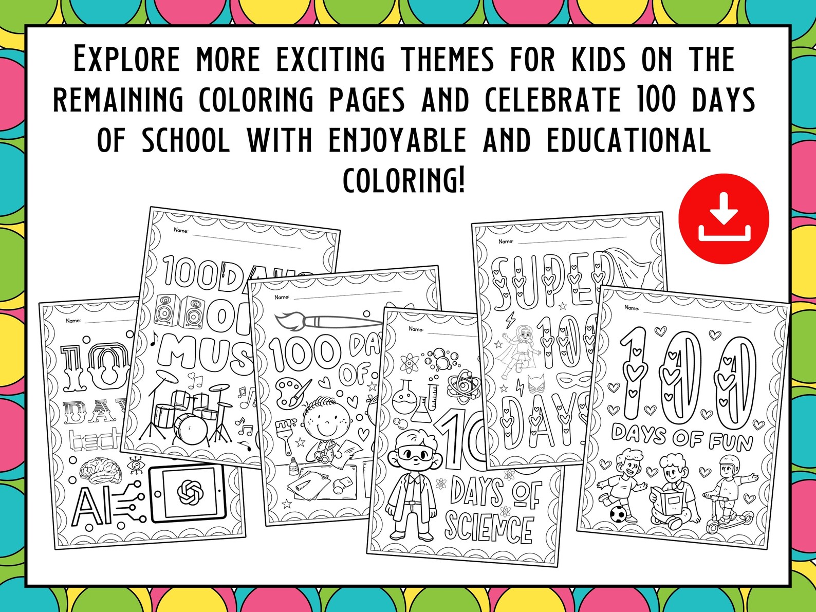 100 Days of School Coloring Pages 100th Day of School Coloring Sheets ...