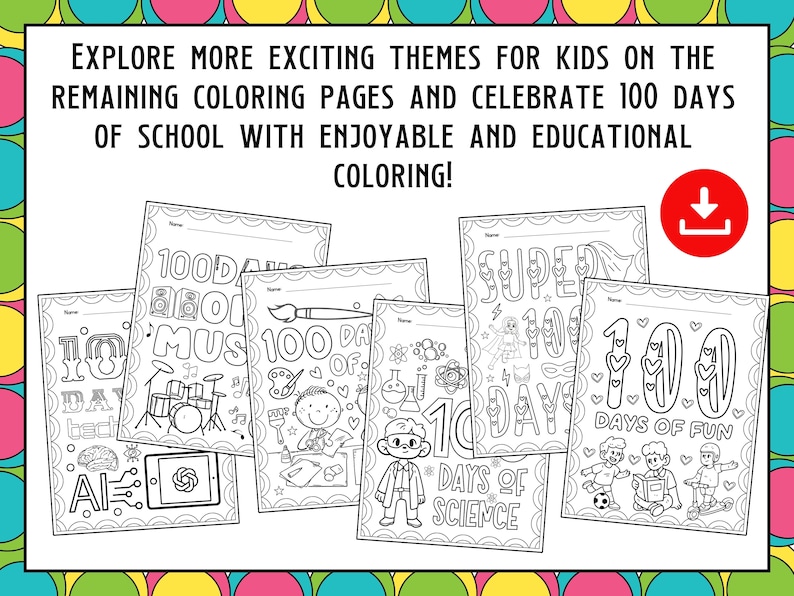 100 Days of School Coloring Pages 100th Day of School Coloring Sheets ...