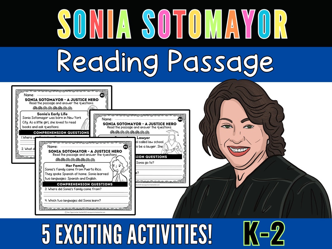 Sonia Sotomayor Reading Comprehension Passage Timeline Vocabulary ...