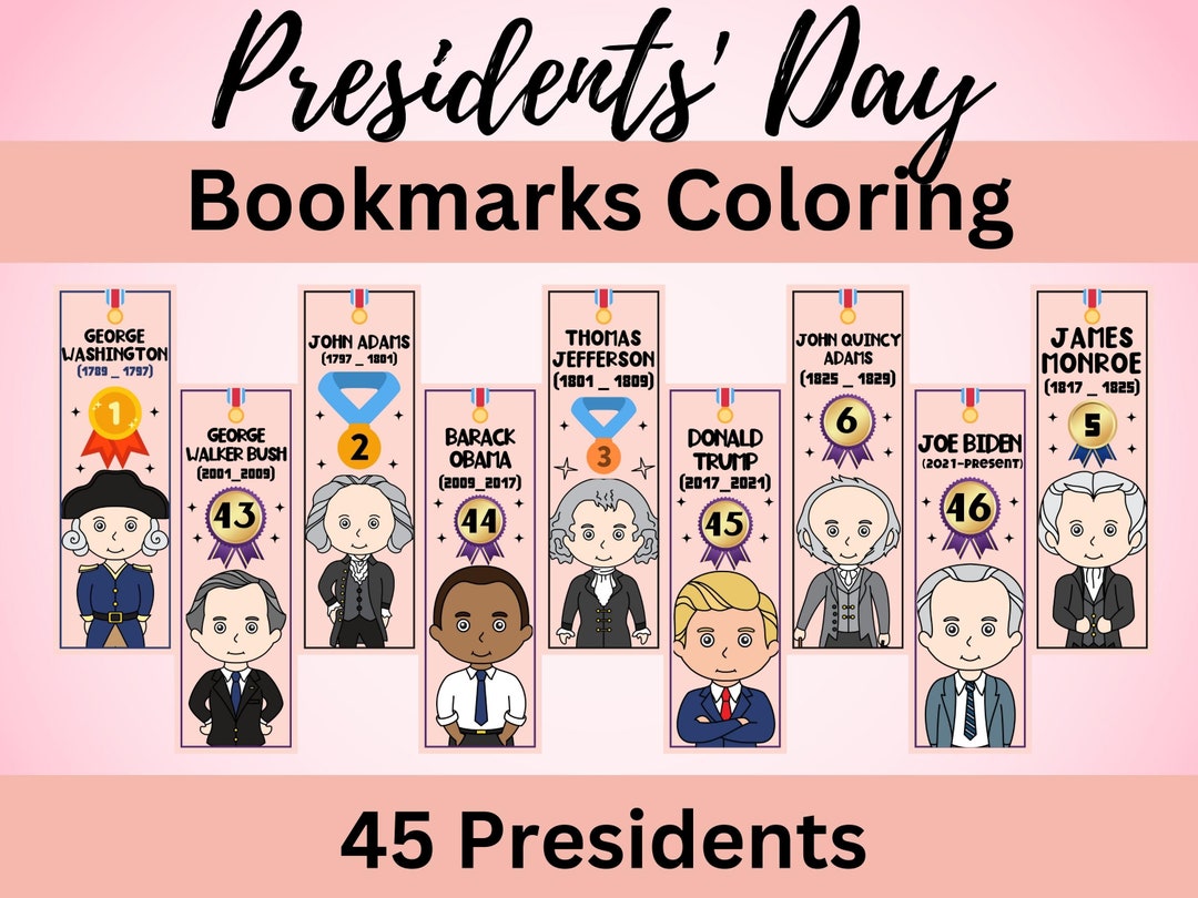 Presidents' Day Digital Bookmarks | US Presidents Bookmarks | Printable ...