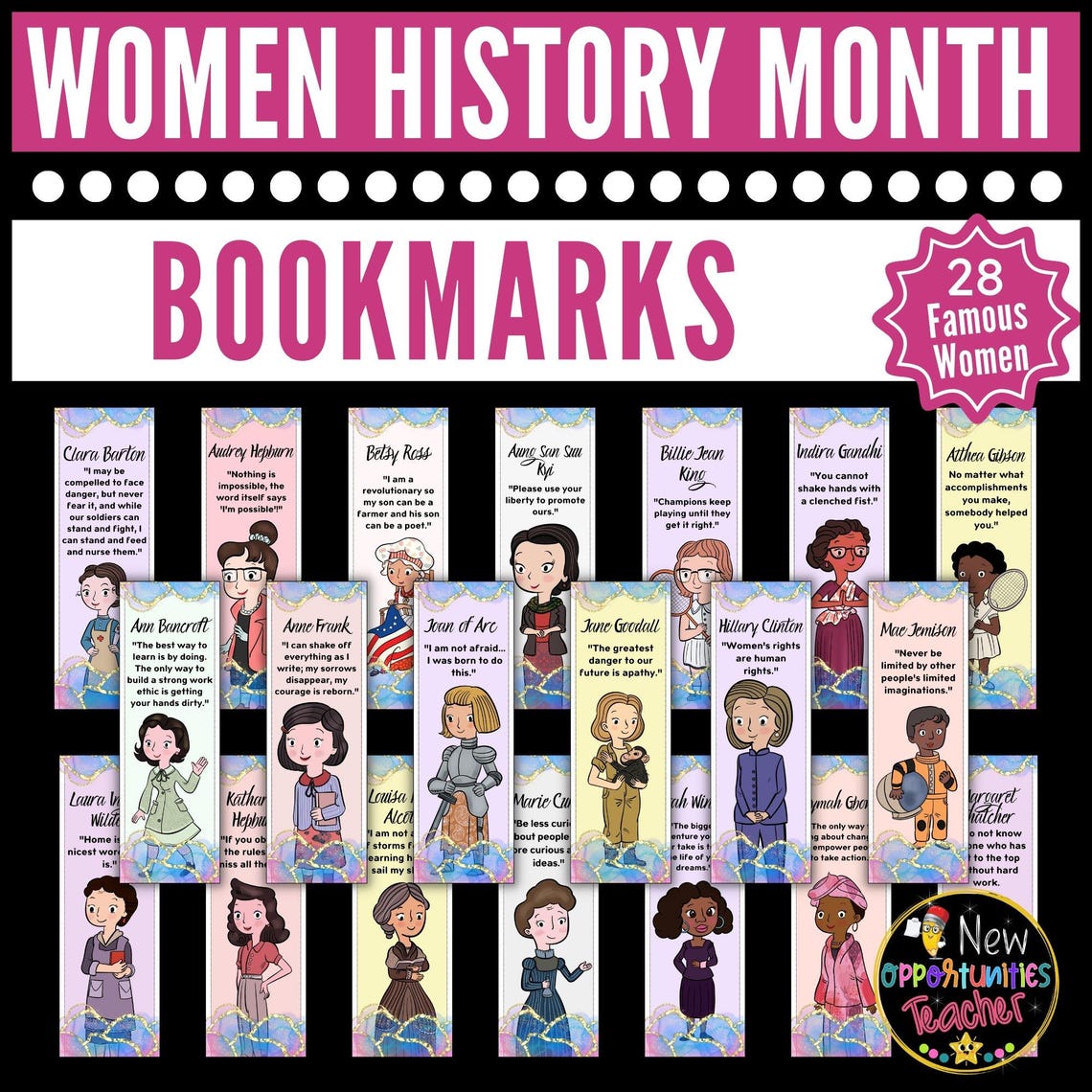 Women's History Month Bookmarks | Inspirational Women Quotes for March ...