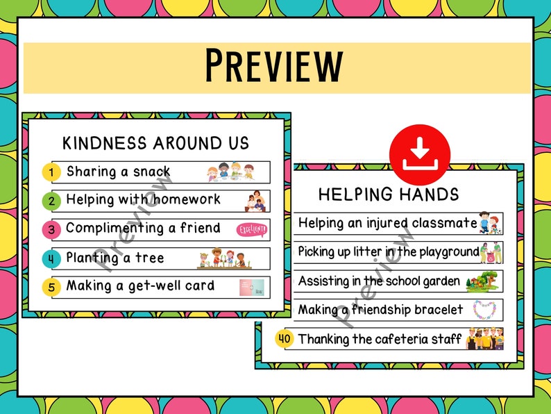 100 Acts of Kindness Posters for 100 Days of School Printable Classroom ...