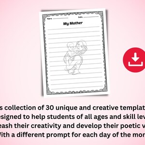 30 Poem-a-day Challenge Templates | National Poetry Month Worksheets ...