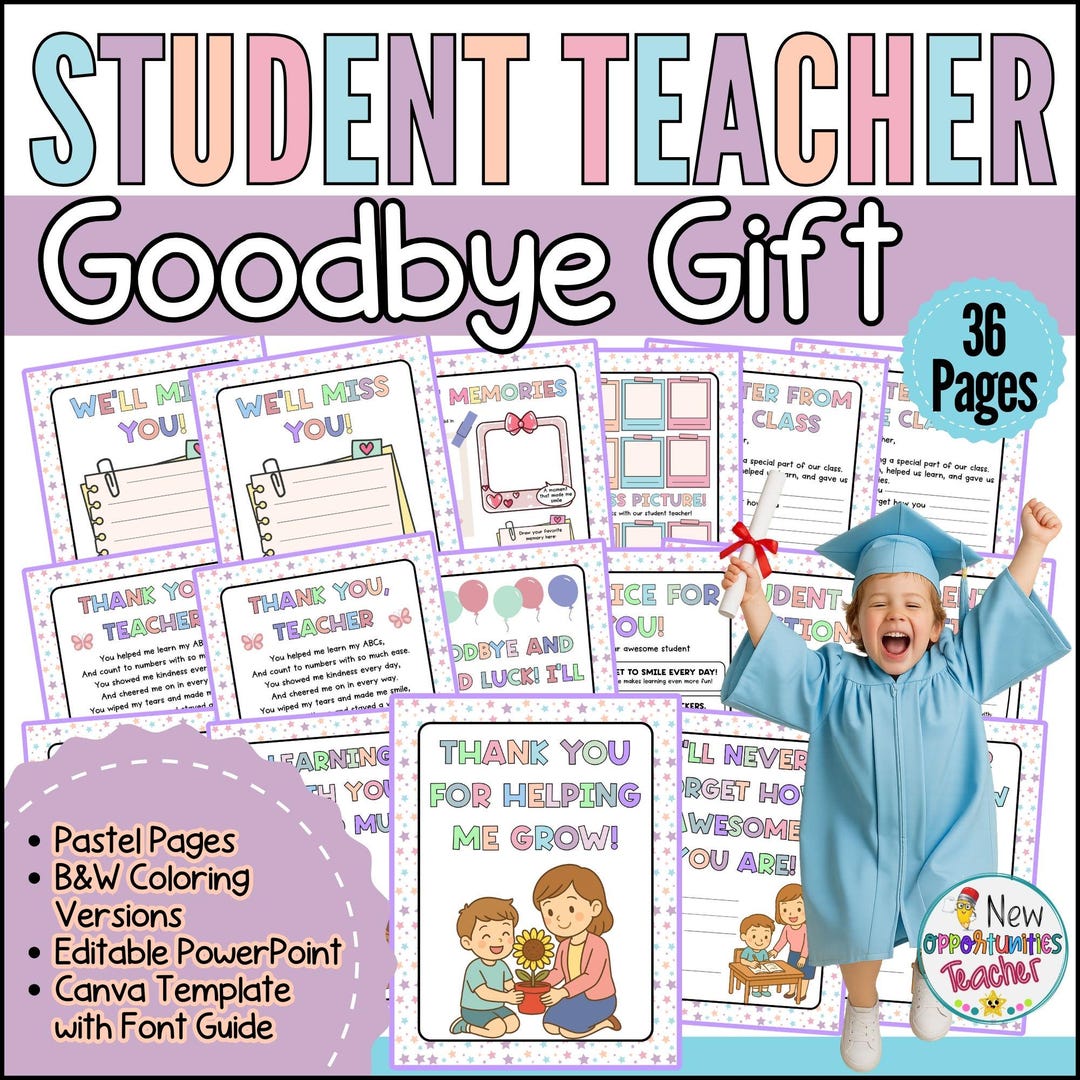 Editable and Printable Student Teacher Goodbye Gift Students, Student ...