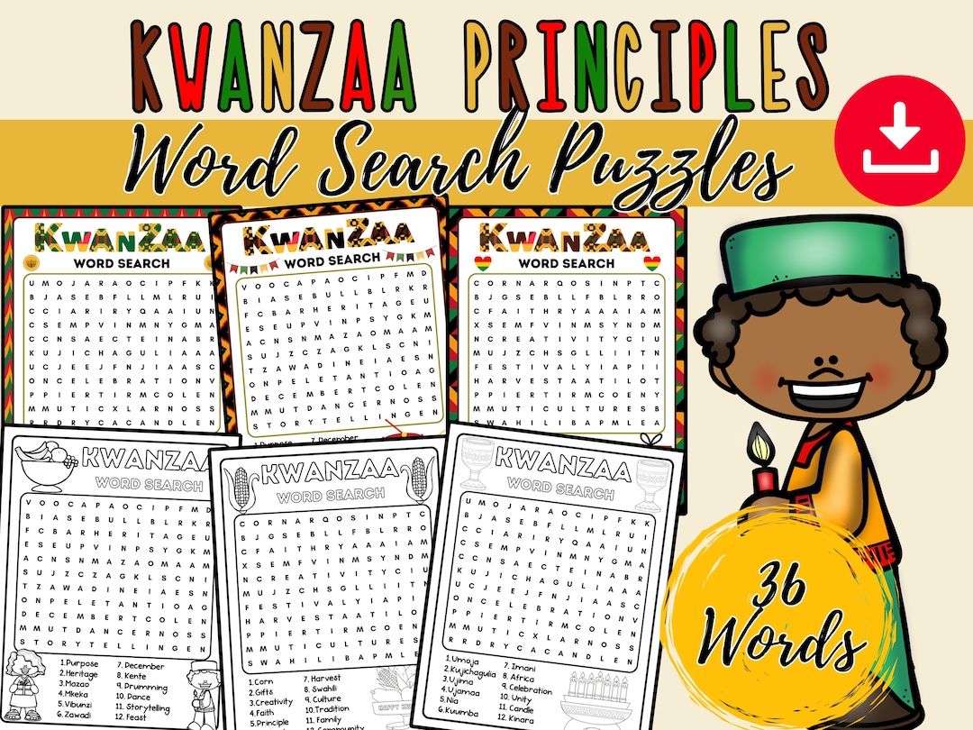 Kwanzaa Principles Word Search Activity Pack - Fun and Educational ...
