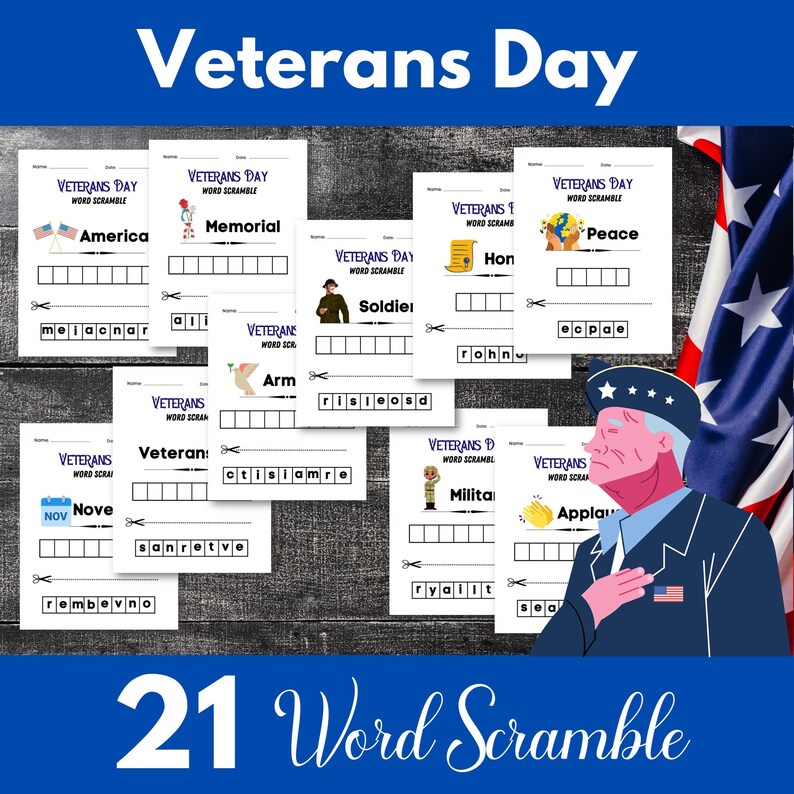 Veterans Day Activities for Kids Bundle Veteran's Day Games Patriotic ...