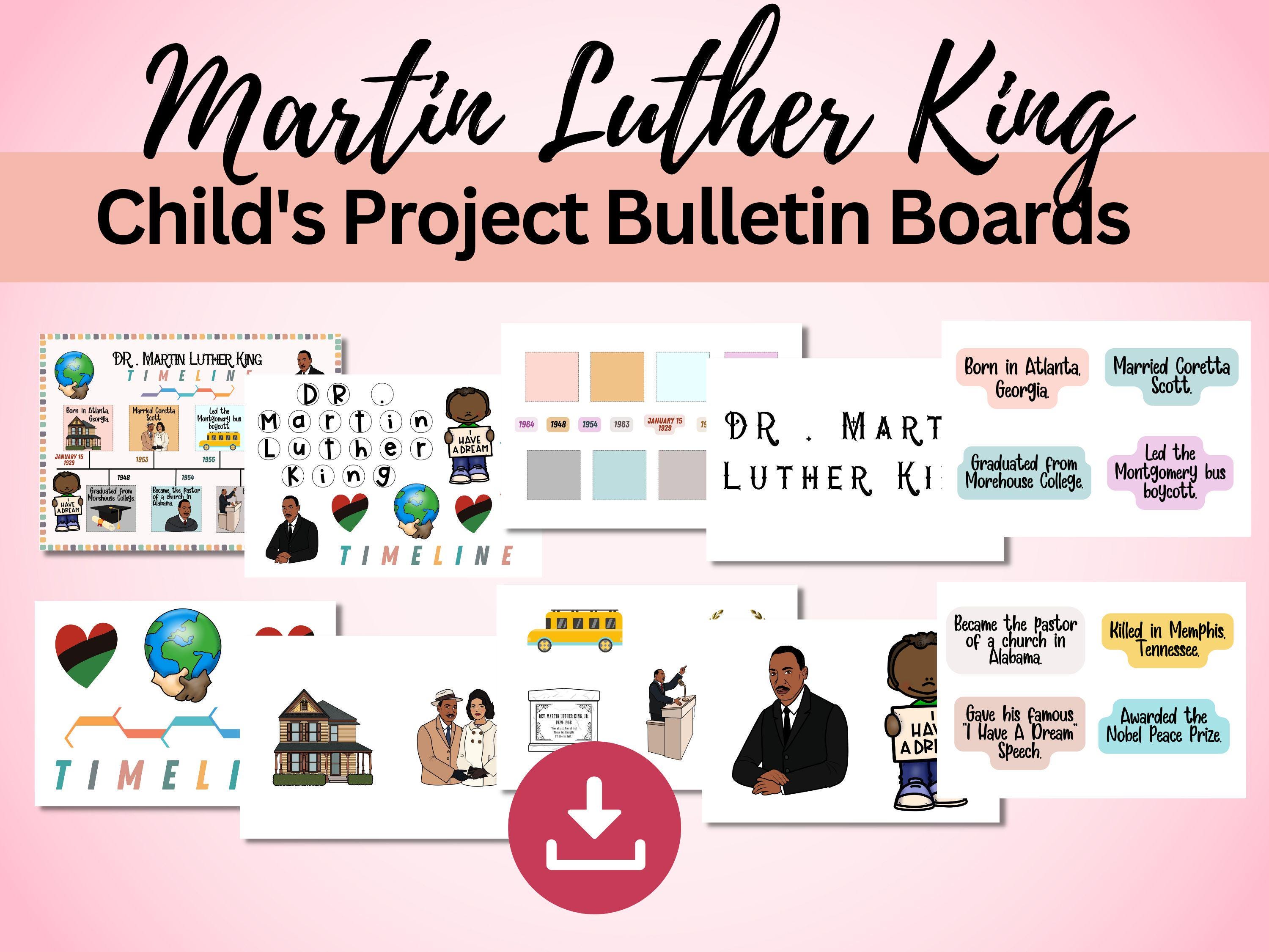 MLK Day Timeline Bulletin Board Kit | Martin Luther King Child's ...