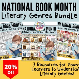 National Book Month Bulletin Board Set - Literary Genres Posters ...