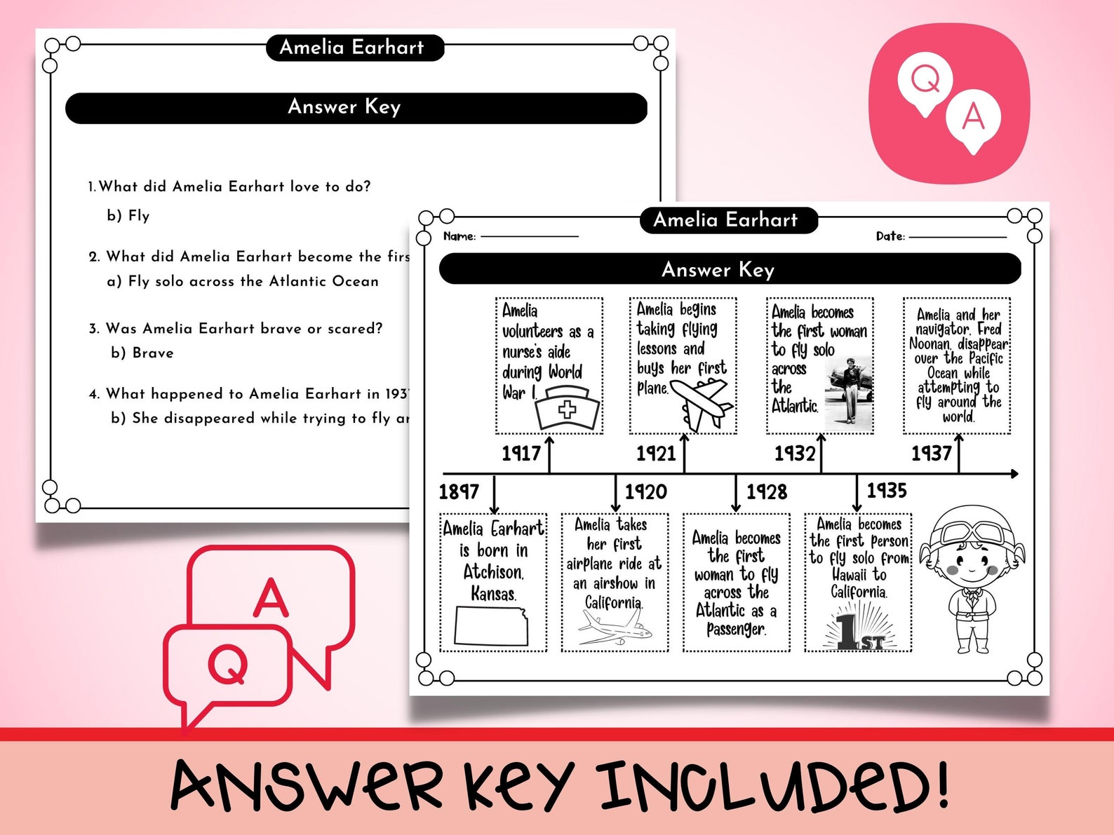 Amelia Earhart Reading Comprehension Passage Women History Month ...