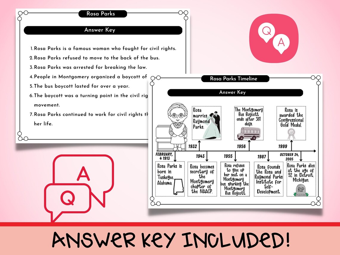 Rosa Parks Reading Comprehension Passage Women History Month Worksheets ...