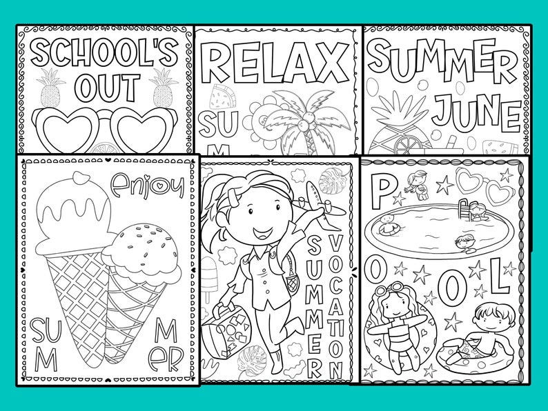 Printable Summer Coloring Pages | End of Year Coloring Sheets | Beach ...