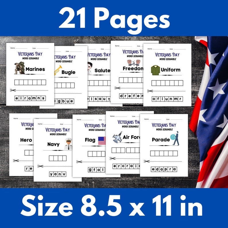 Veterans Day Word Scramble Puzzle Patriotic Veterans Day - Etsy