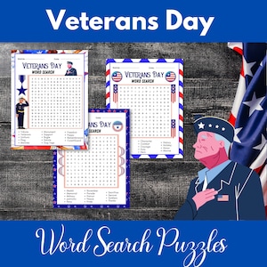 Veterans Day Word Search Puzzle | Patriotic Veterans Day Word Search ...