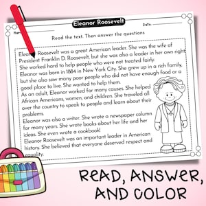 Eleanor Roosevelt Reading Comprehension Passage | Women History Month ...