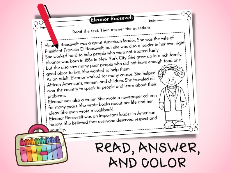 Eleanor Roosevelt Reading Comprehension | Women's History (PDF) - Etsy