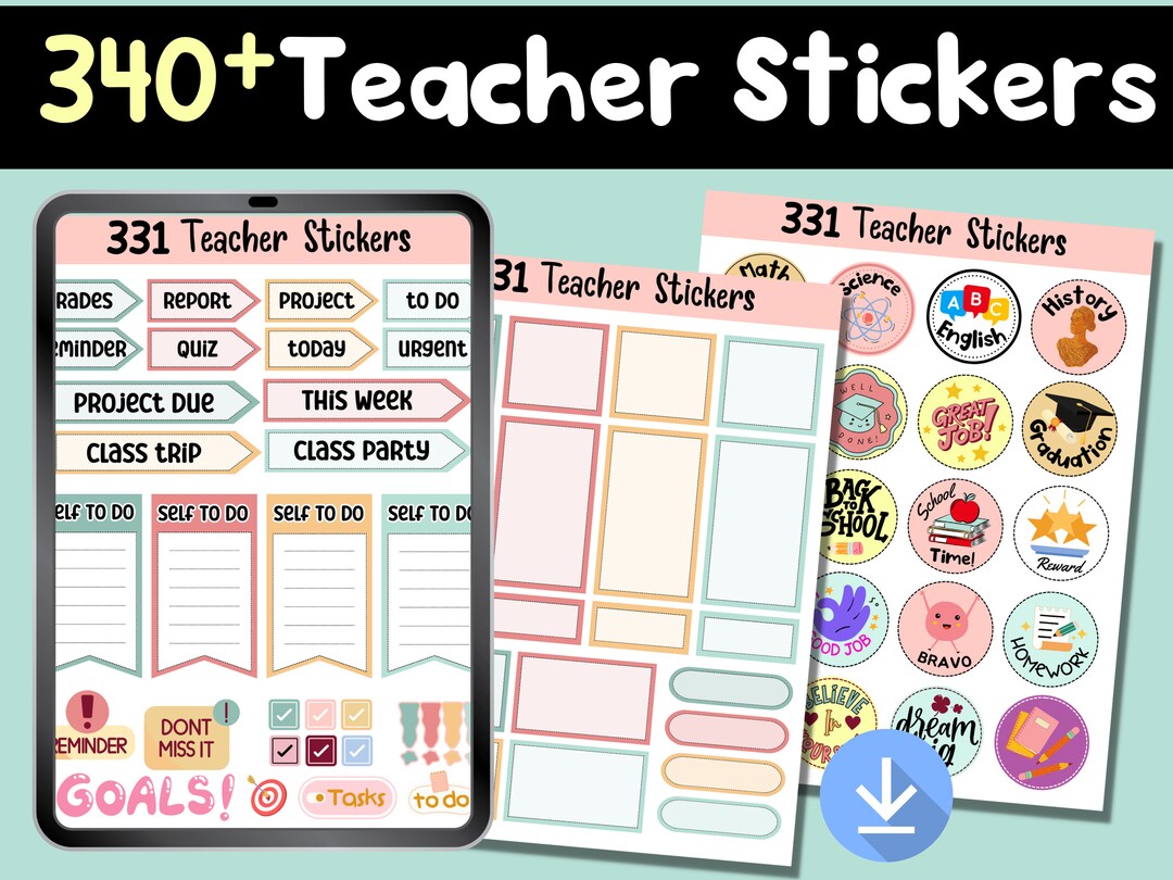 343 + Teacher Digital Stickers for Goodnotes | Pre-cropped PNG for ...