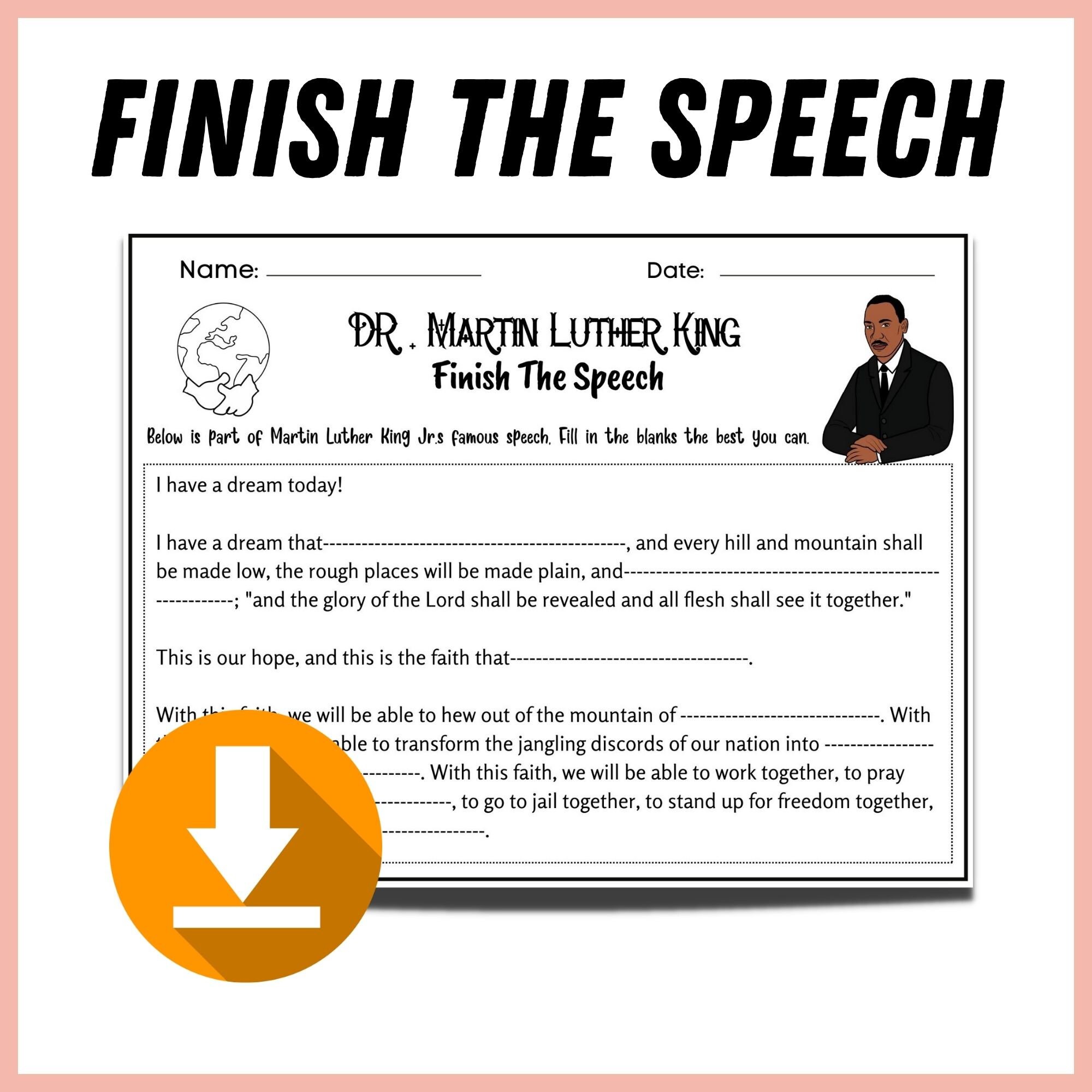 MLK Day No Prep Activities | Timeline, Famous Speech (digital Download ...