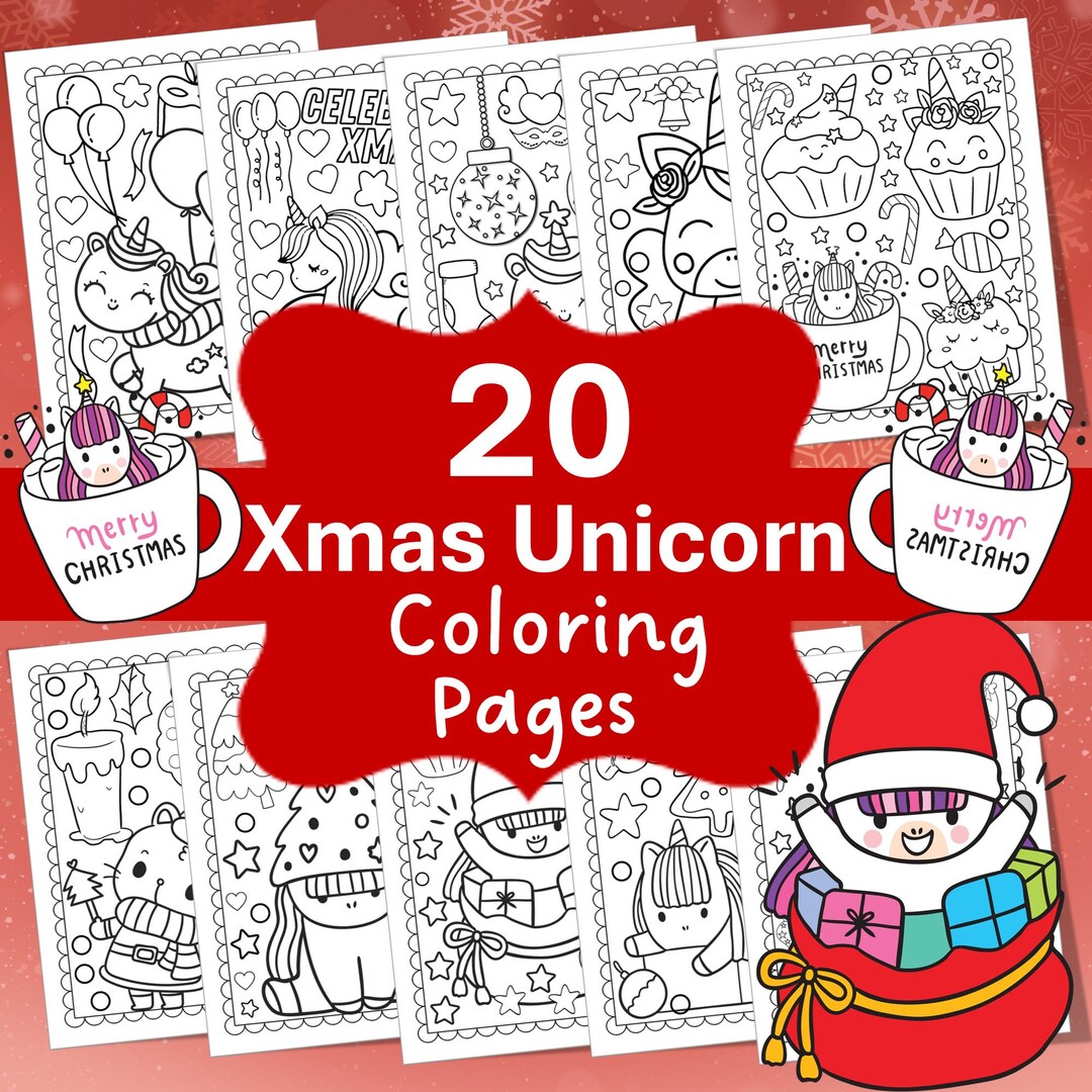 Christmas Unicorn Coloring Pages | 20 Xmas Coloring Sheets | Winter ...