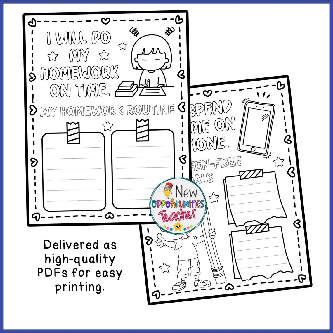 New Year's Resolutions Coloring Pages, Goal Setting Activity (PDF) - Etsy