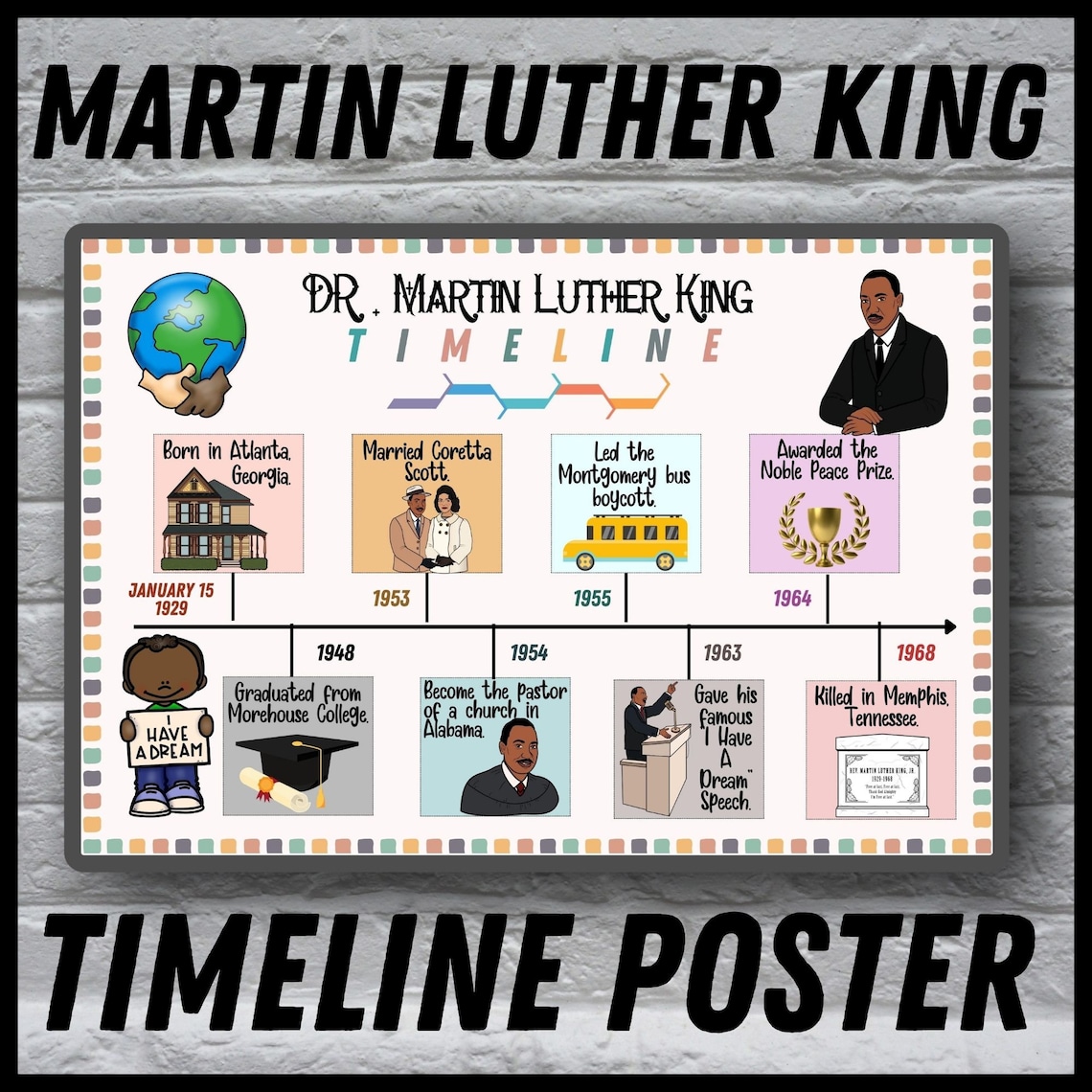 Martin Luther King Jr Timeline Poster Martin Luther King Life Timeline ...