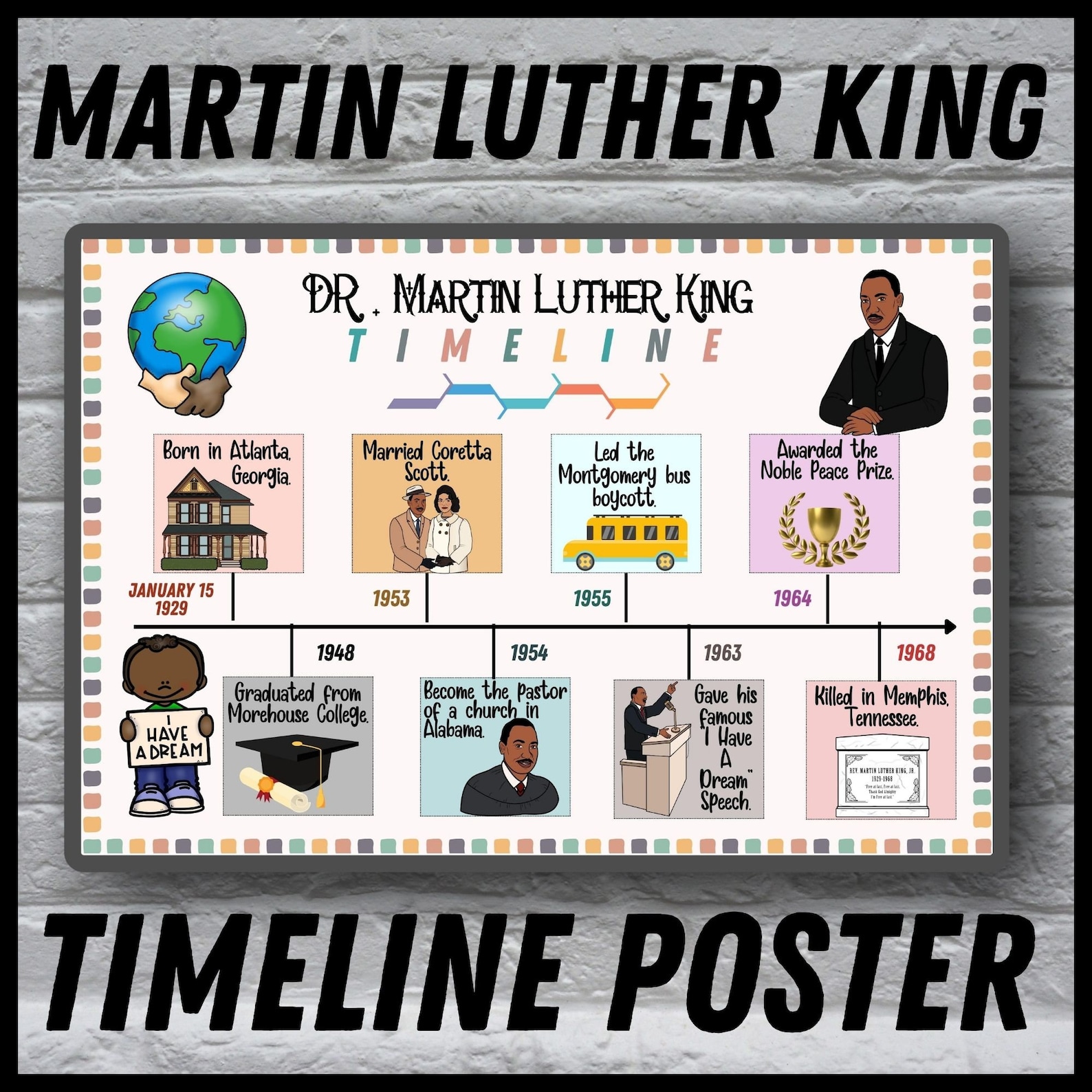 Martin Luther King Jr Timeline Poster Martin Luther King Life Timeline ...