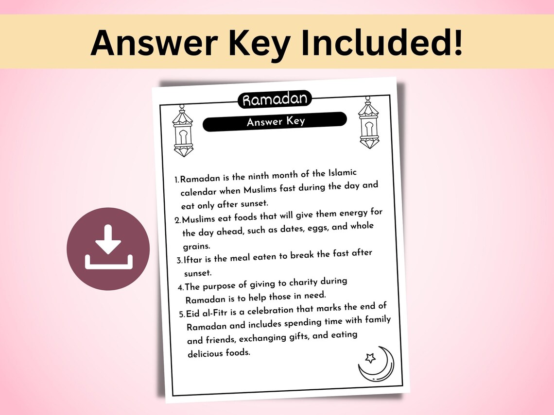 Ramadan Mubarak Reading Comprehension Passage Printable Ramadan and Eid ...