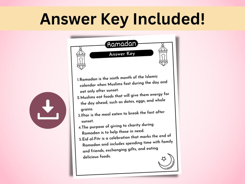 Ramadan Mubarak Reading Comprehension Passage Printable Ramadan and Eid ...