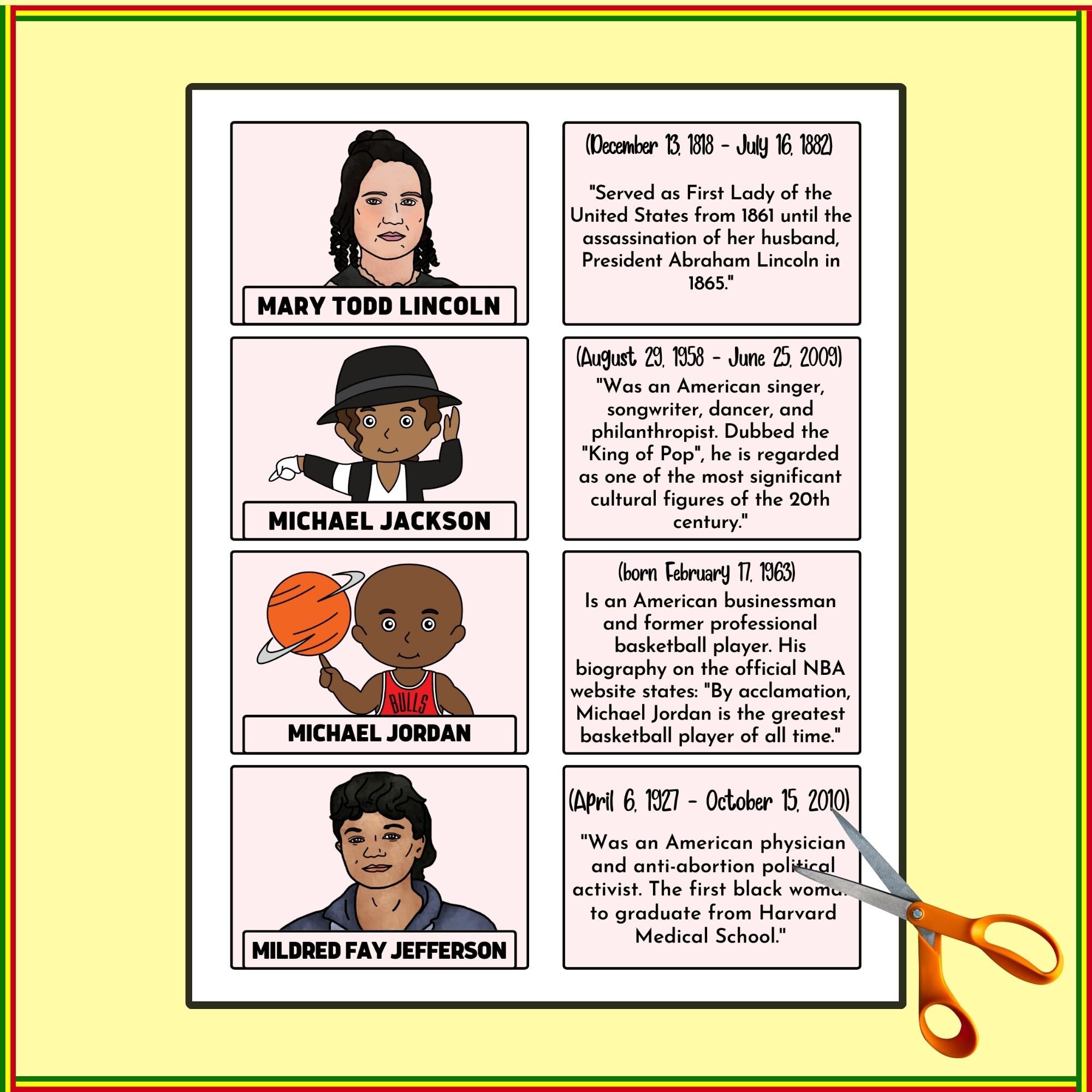 Important Figures in Black History Month Matching Cards 44 Black ...