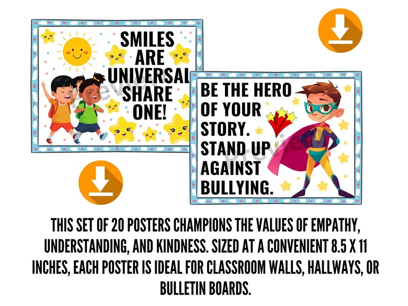 National Bullying Prevention Month Bulletin Board Set - 20 Anti ...