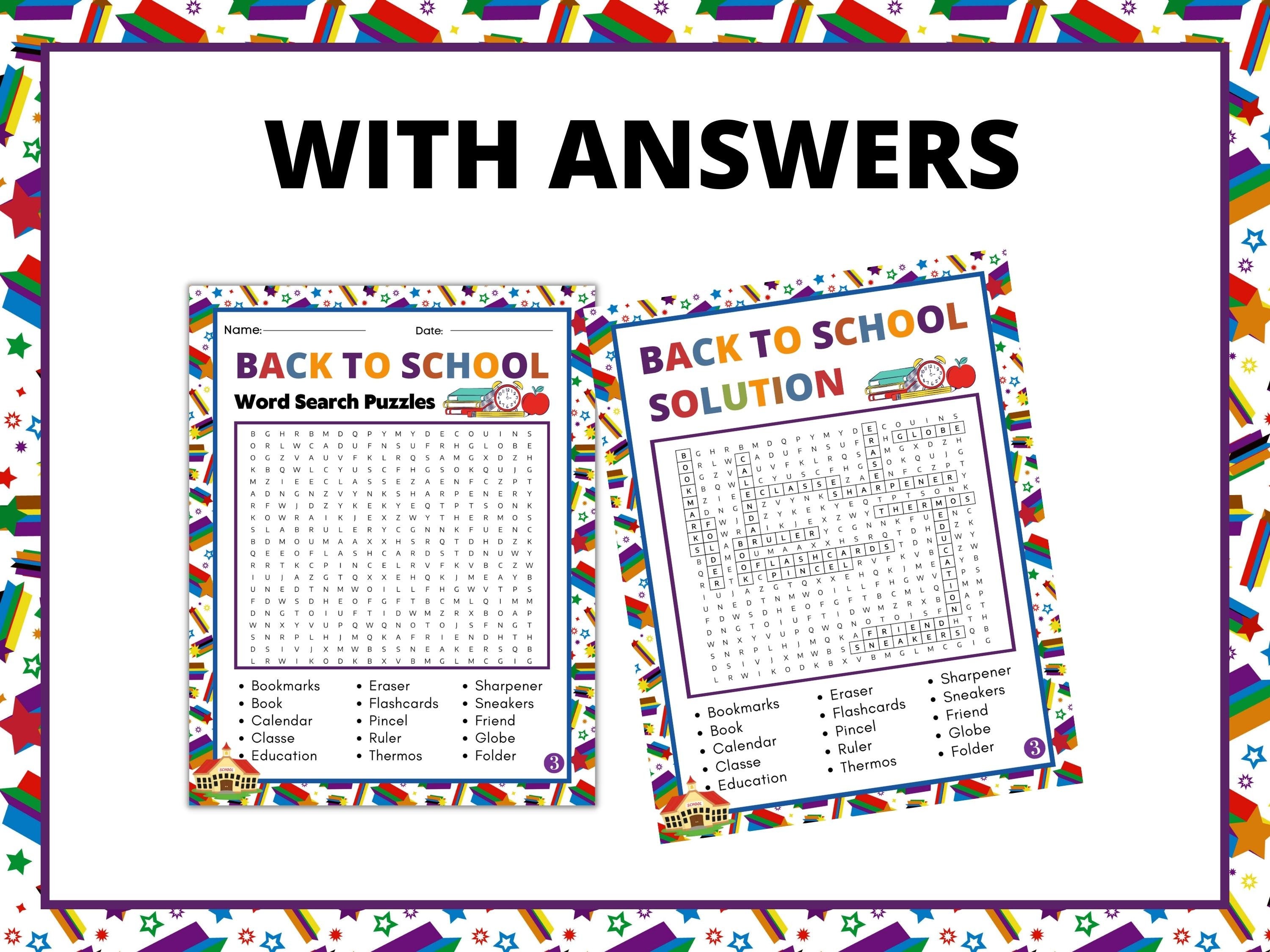 Printable Back to School Word Search Puzzles First Day of School Game ...
